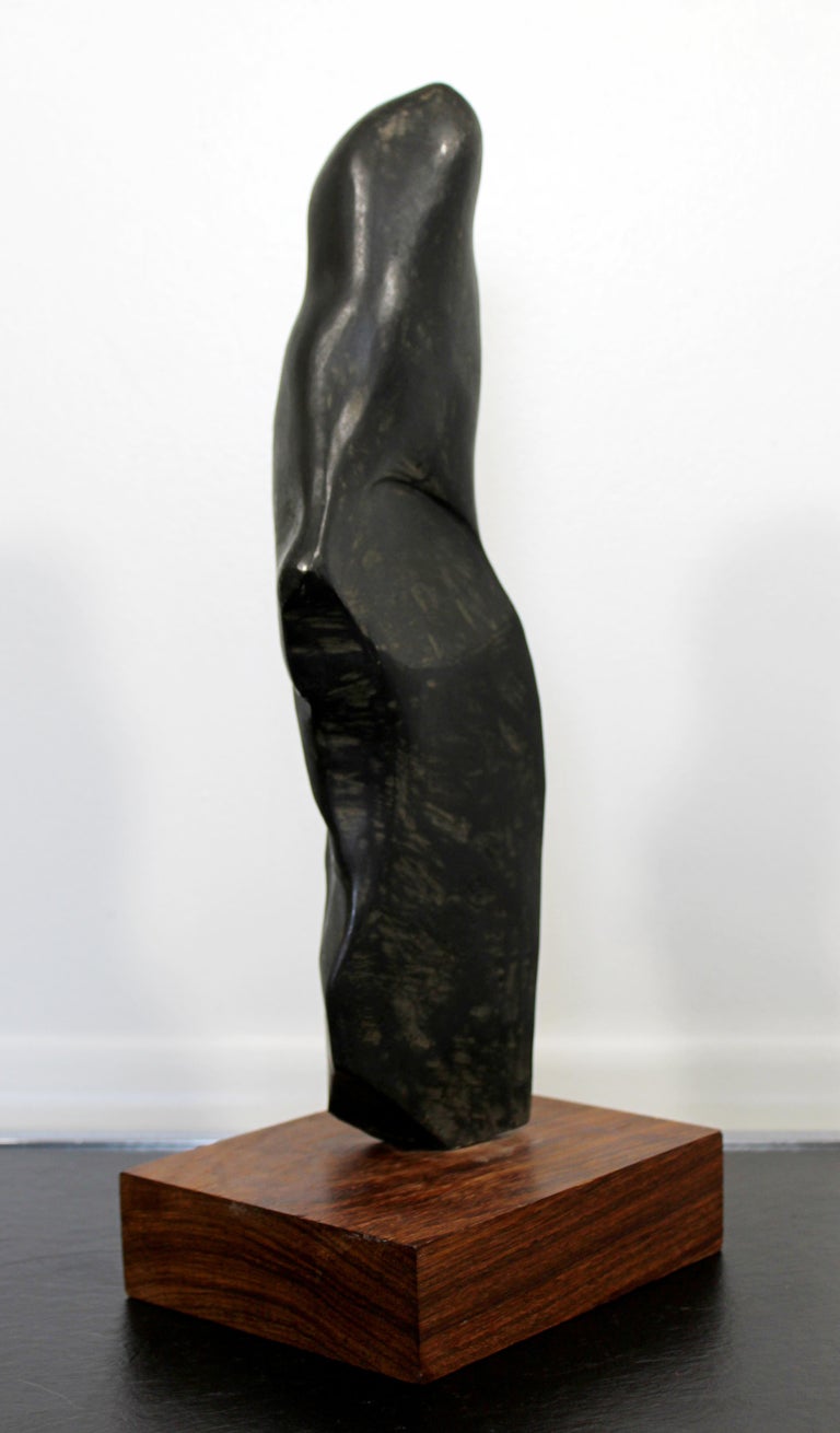 Contemporary Modern Stone Table Sculpture on Wood Base Signed Leonard ...