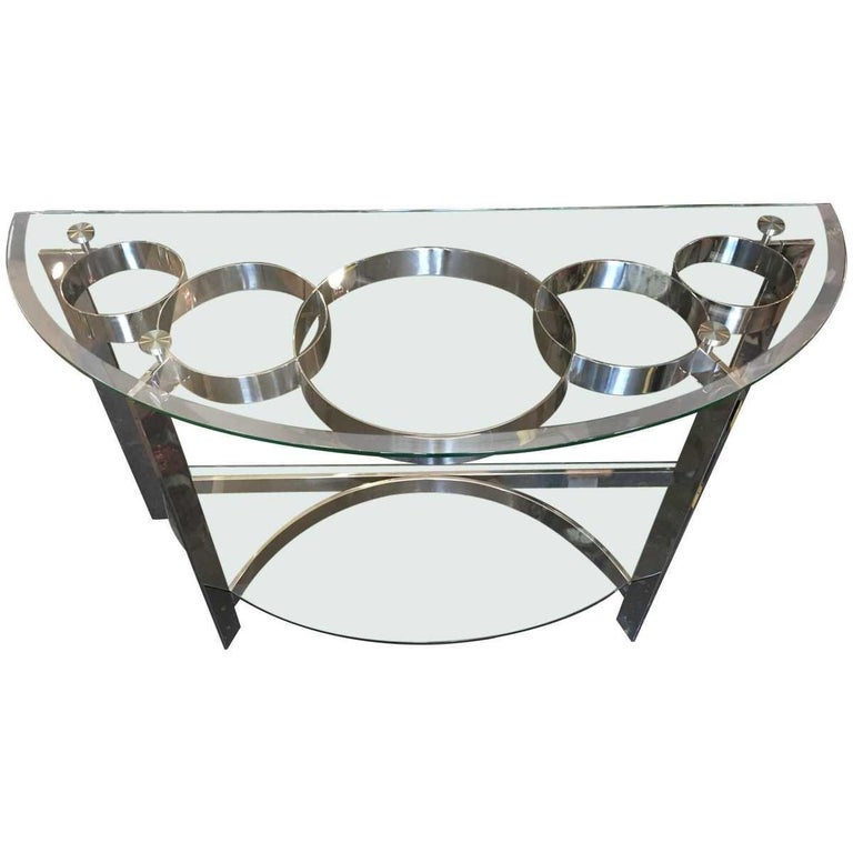 Contemporary Modern Two-Tier Demilune Console For Sale at 1stDibs
