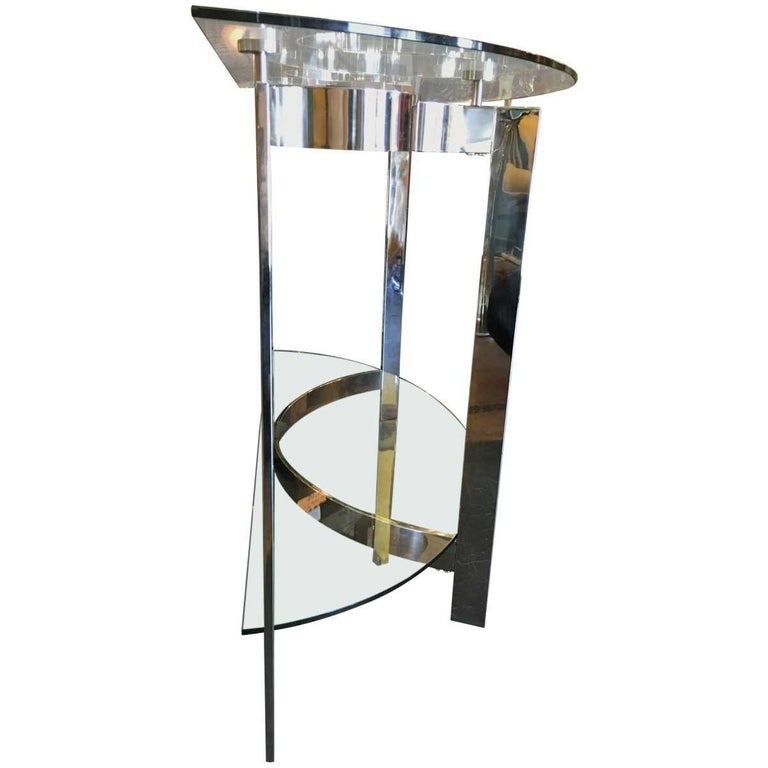 Contemporary Modern Two-Tier Demilune Console For Sale at 1stDibs