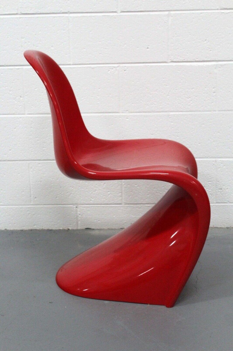 Contemporary Modern Verner Panton Red Vitra Molded Plastic Stackable ...