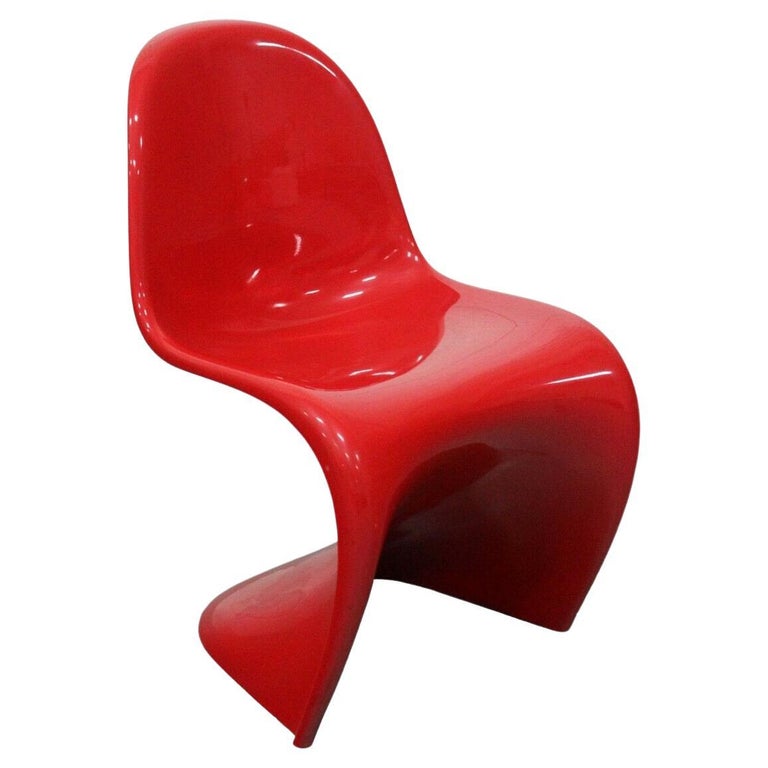 Contemporary Modern Verner Panton Red Vitra Molded Plastic Stackable ...