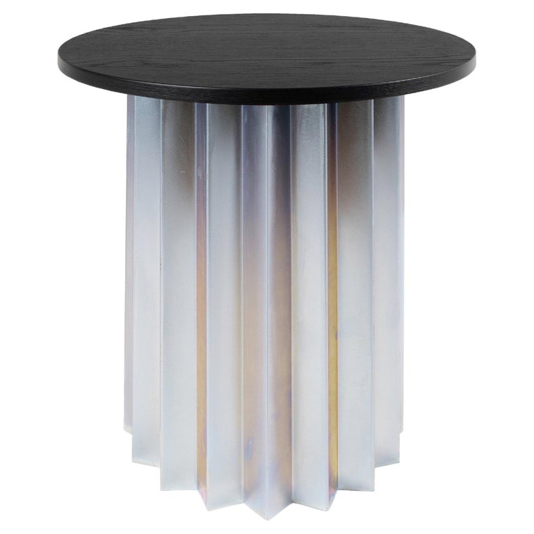 Contemporary Modern, Volume High Side Table, Galvanized Metal Base and ...