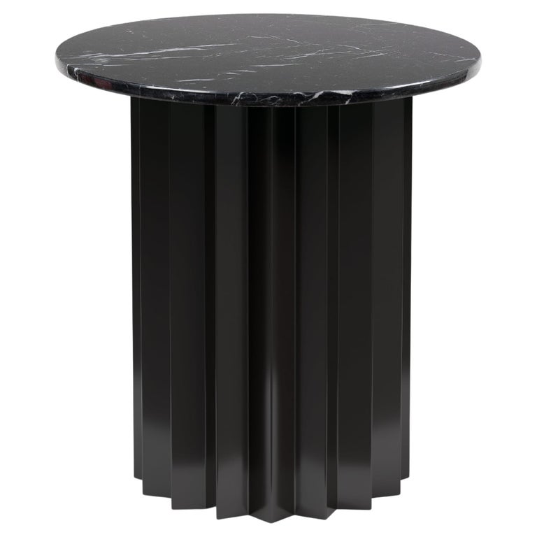 Contemporary Modern, Volume High Side Table, Metal Base and Black Toros ...