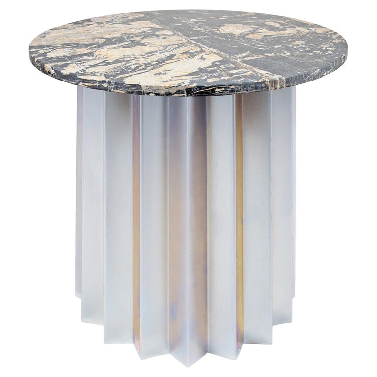 Contemporary Modern, Volume Low Side Table, Galvanized Base and Picasso ...