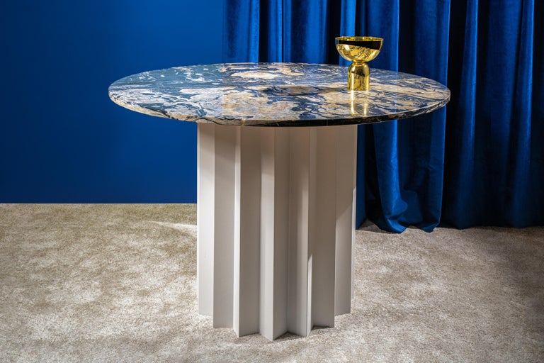Contemporary Modern, Volume Marble Powder-Coated Metal Table For Sale ...