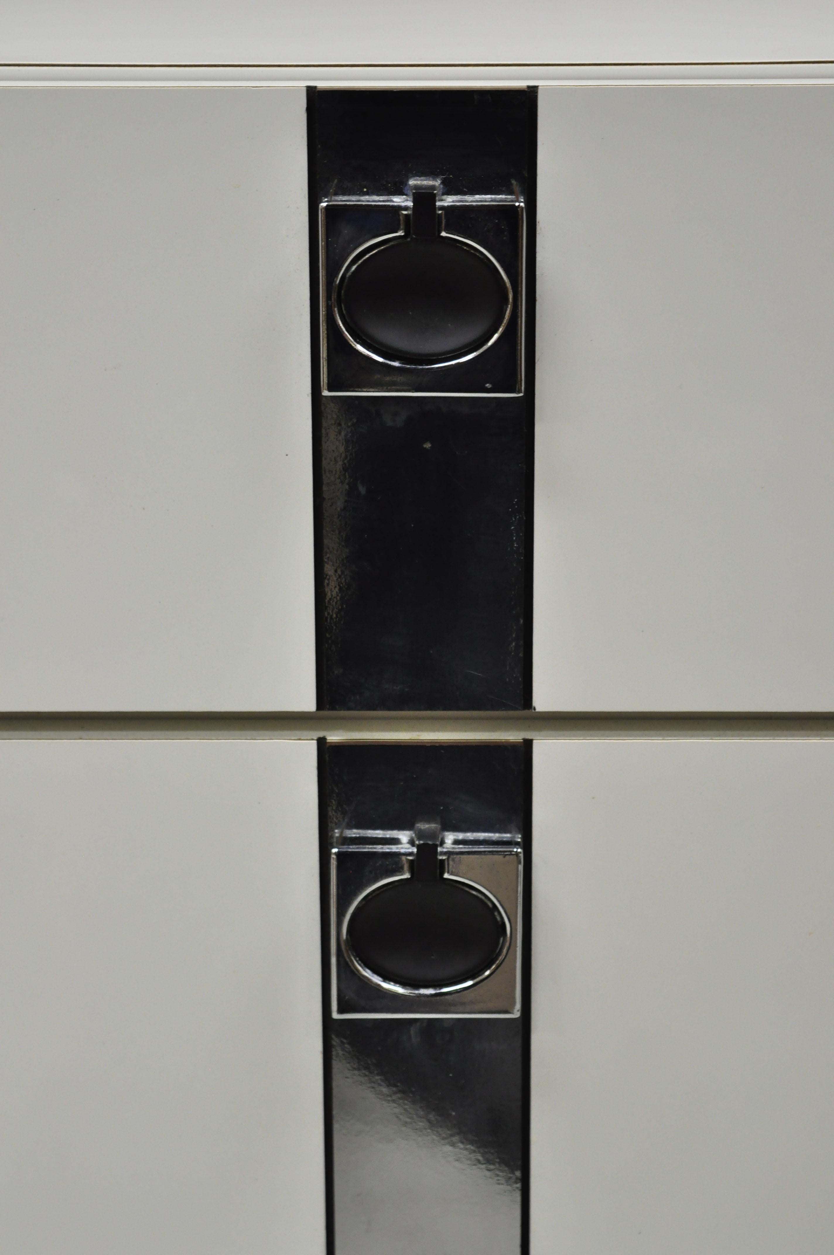 Contemporary Modern White Formica Chrome Trim 3 Drawer Chest Nightstand ...