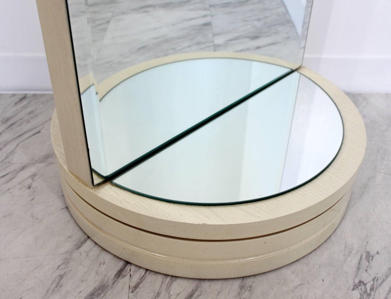 Contemporary Modern White Rounded Rotating Standing Mirror Coat Hook at ...