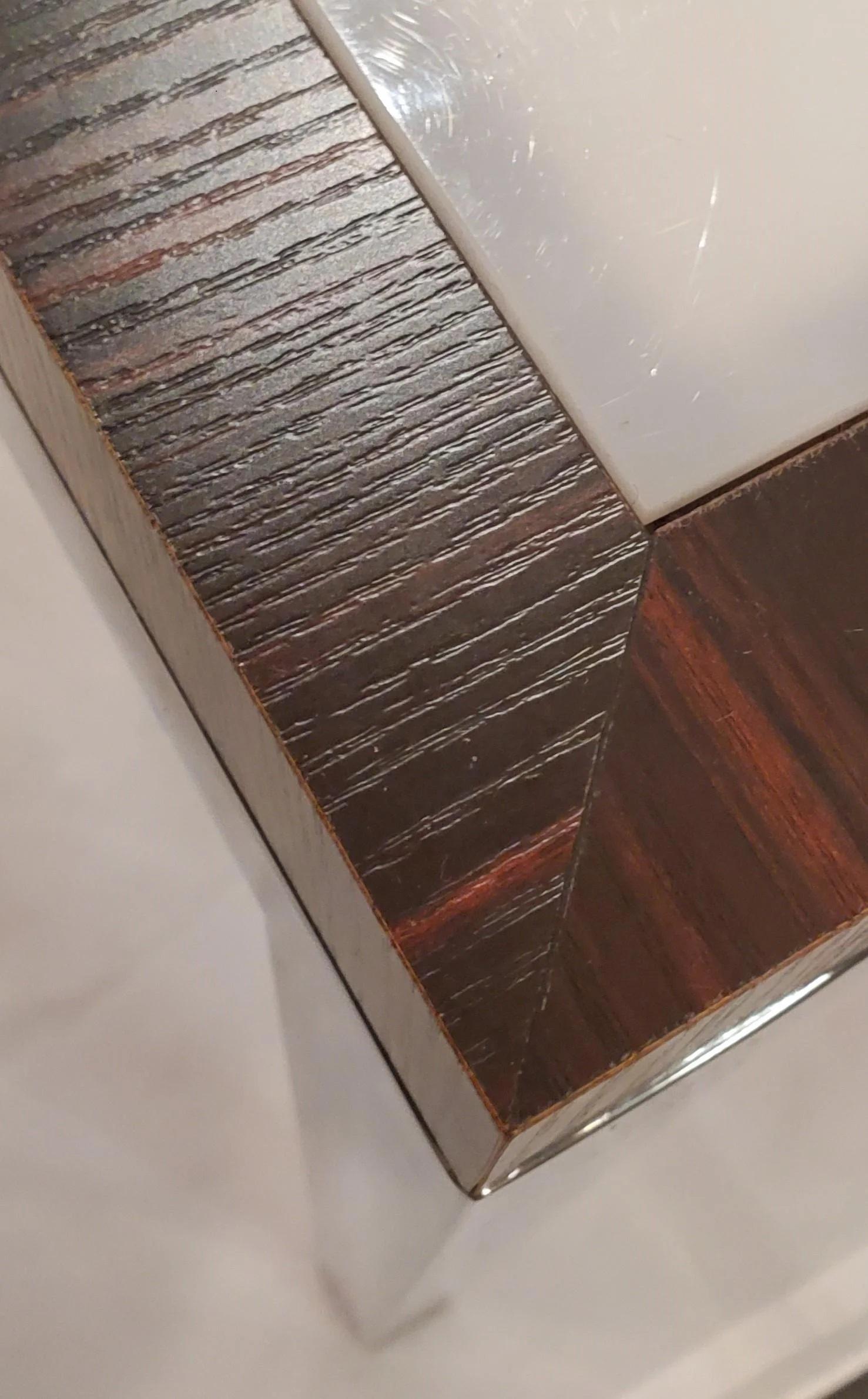 Contemporary Modern Zebra Wood and Chrome Side Console For Sale at 1stDibs