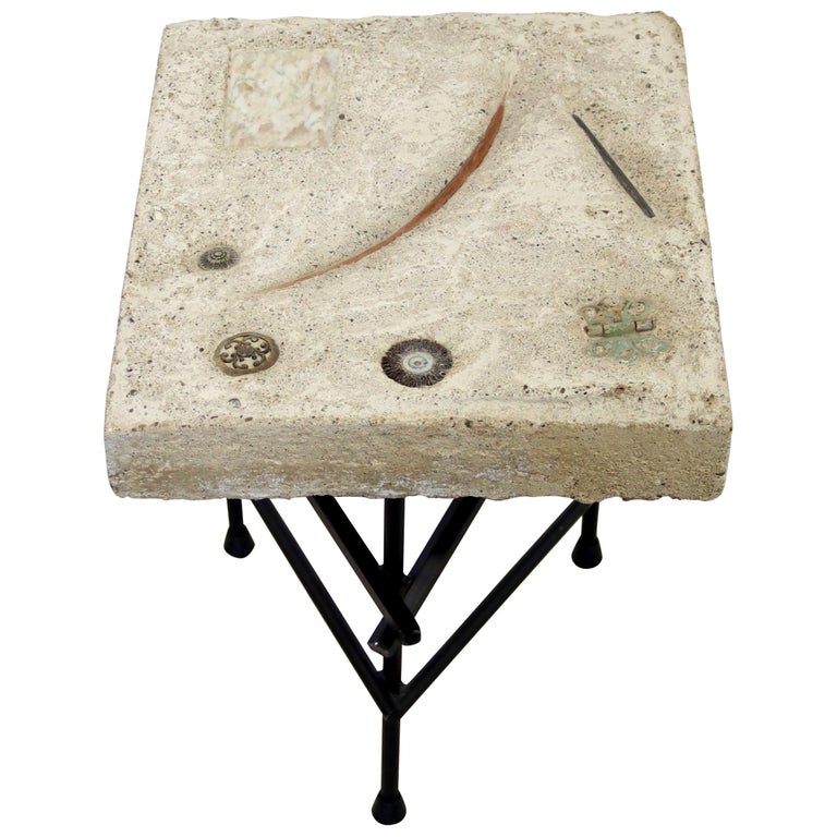 Contemporary Modernist Cement Concrete Side End Table by Cranbrook ...