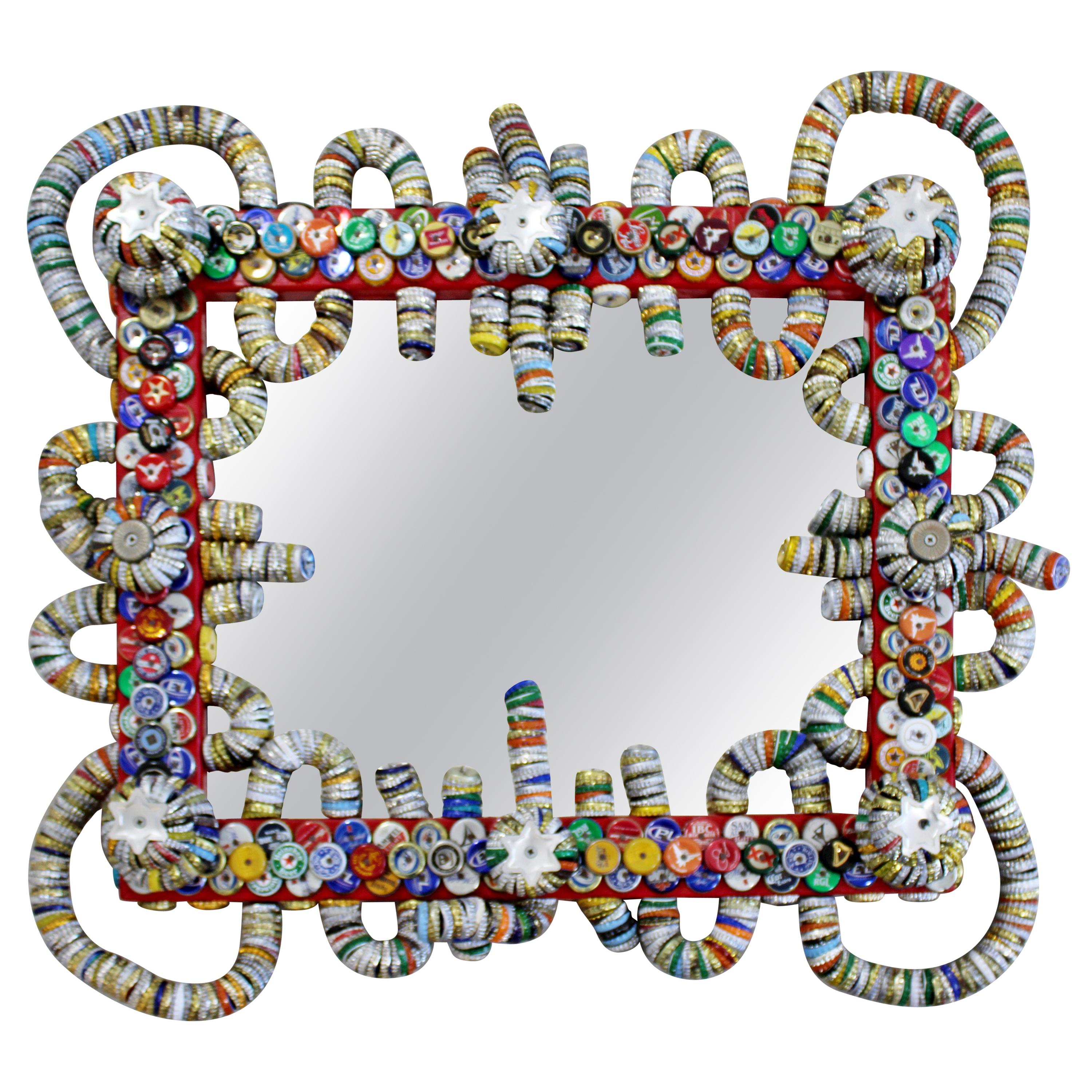 Contemporary Modernist Rectangular Wall Art Bottle CAP Mirror Hanging ...