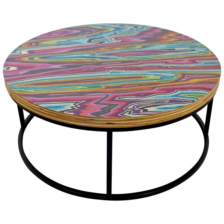 Contemporary Modernist Round Custom Made Glitter Coffee Table ...