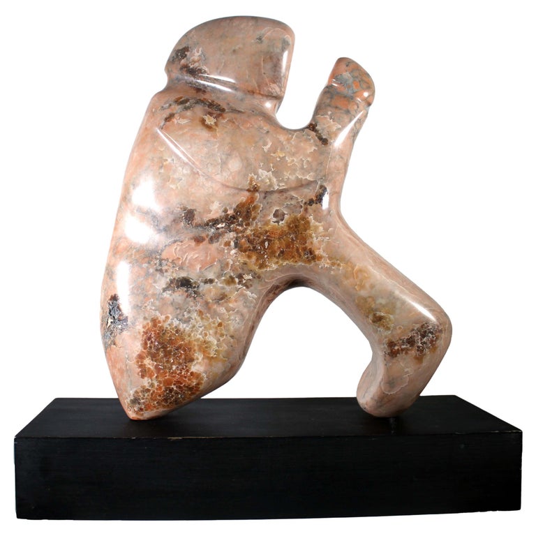 Contemporary Modernist Verona Pink Marble Biomorphic Abstract Sculpture ...