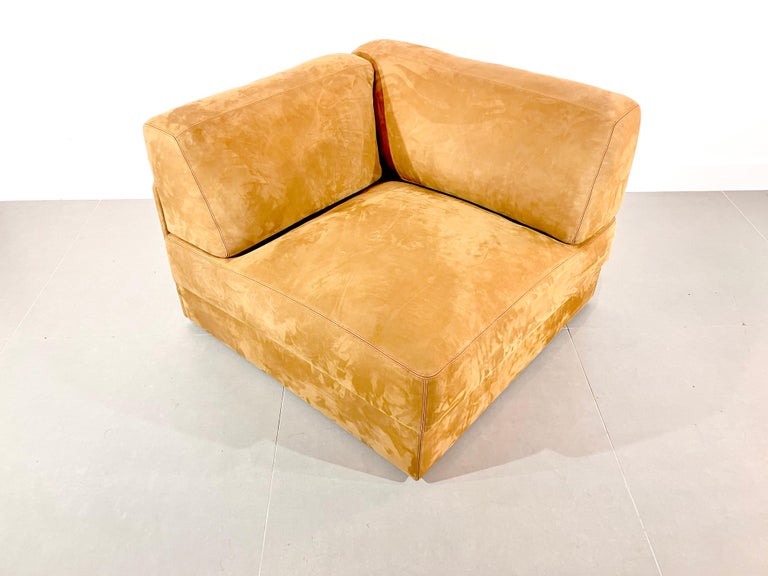 Contemporary Modular Sofa in Tan Suede, Handmade in the UK For Sale at ...