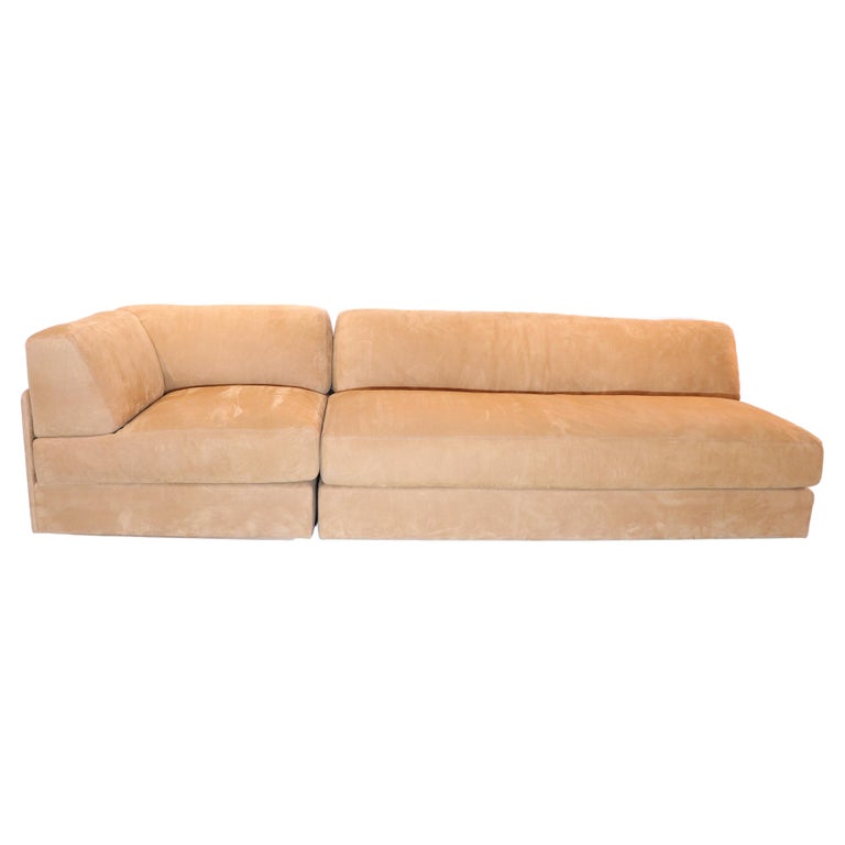 Contemporary Modular Sofa in Tan Suede, Handmade in the UK For Sale at ...
