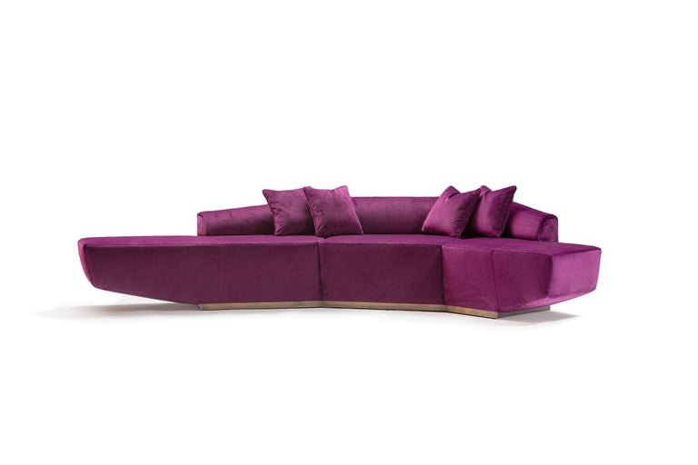 Contemporary Modular Sofa Settee Velvet Geometric For Sale at 1stDibs