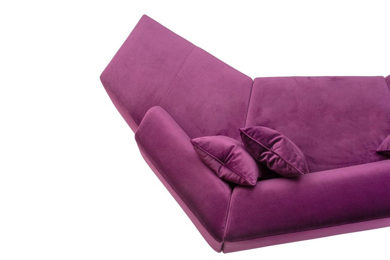 Contemporary Modular Sofa Settee Velvet Geometric For Sale at 1stDibs