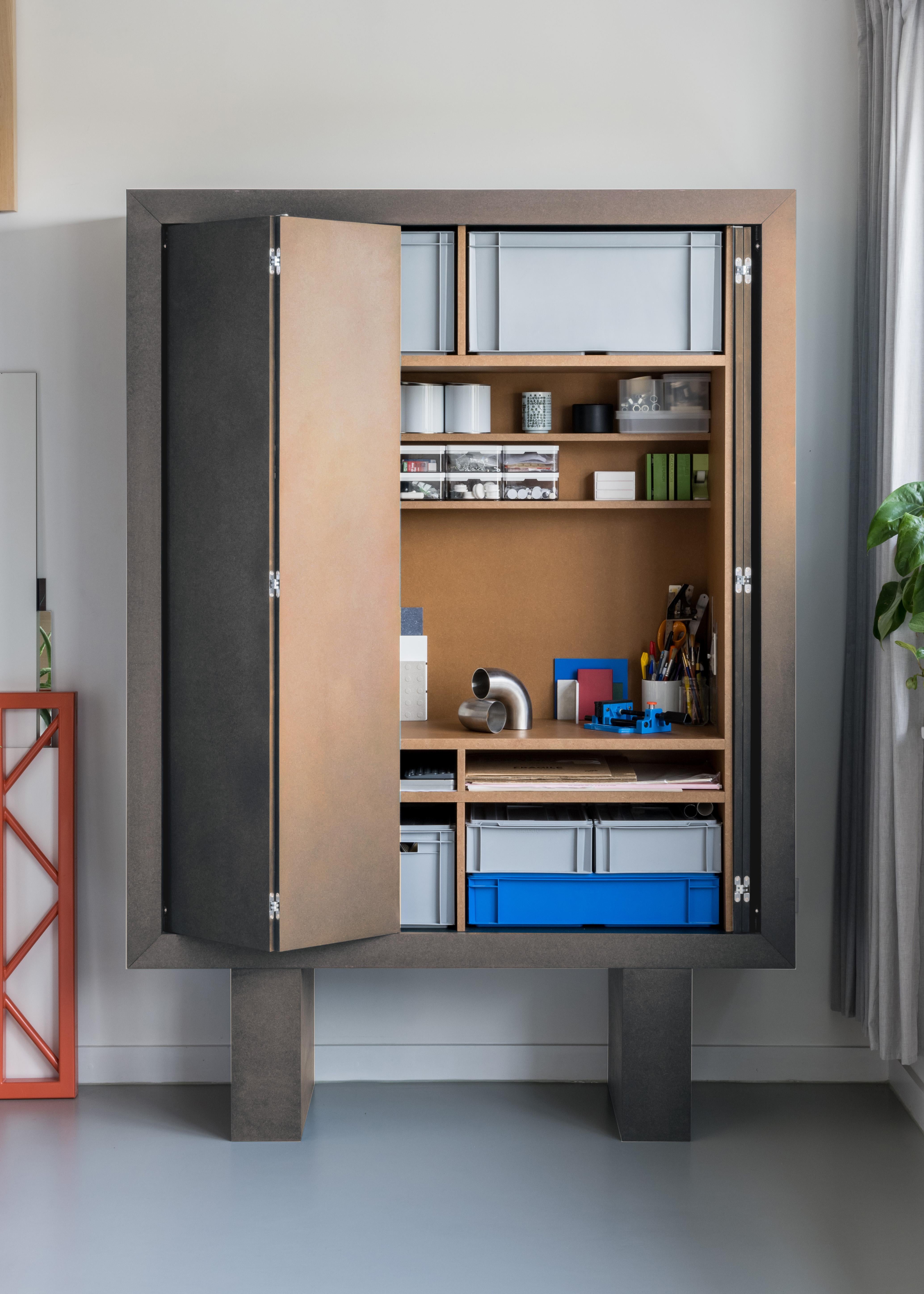 Contemporary 'Monolithic' Storage Cabinet Unit, Brown Dyed MDF For Sale ...