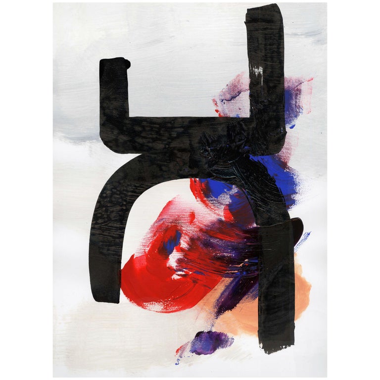 Contemporary Monument Forms Abstract Art Print with Red and Blue For ...