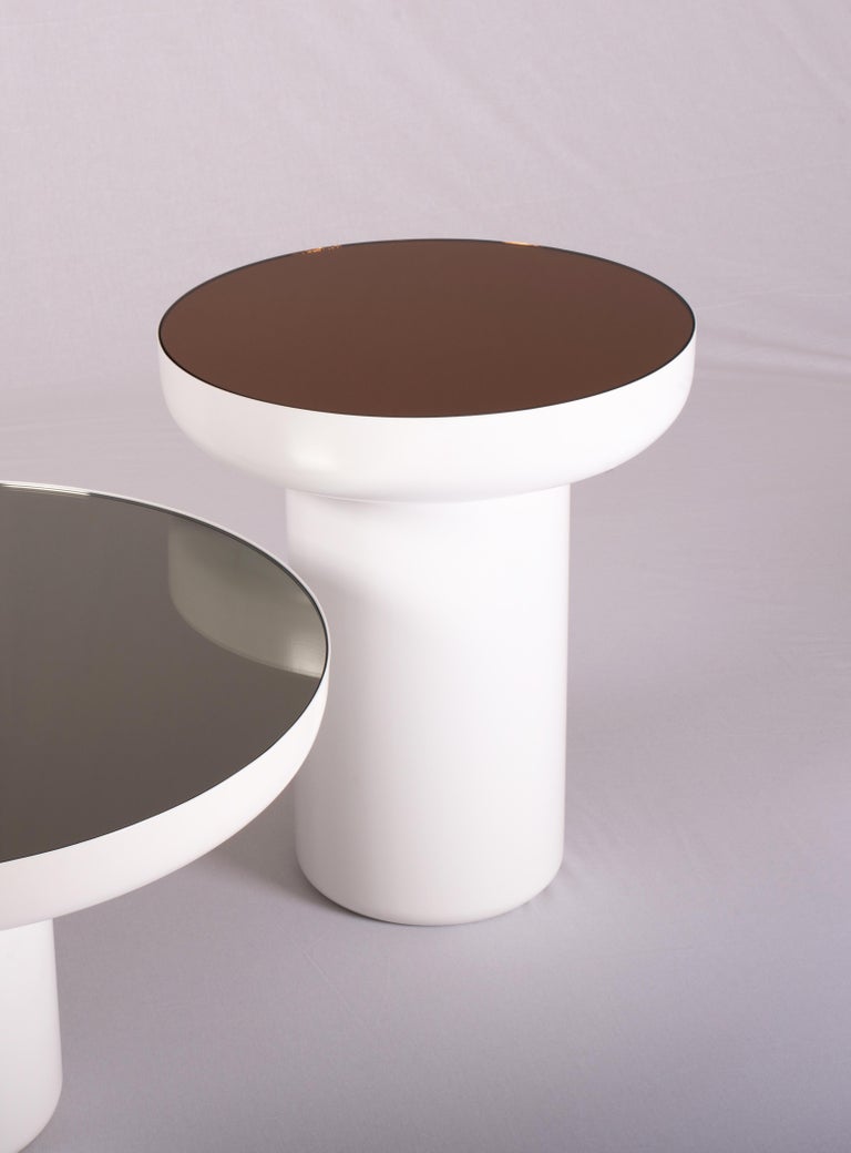 Contemporary Mood Side Table in White and Copper For Sale at 1stDibs