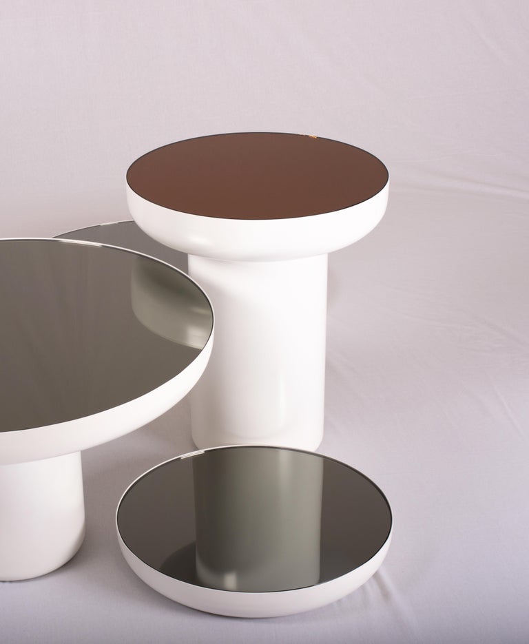 Contemporary Mood Side Table in White and Copper For Sale at 1stDibs