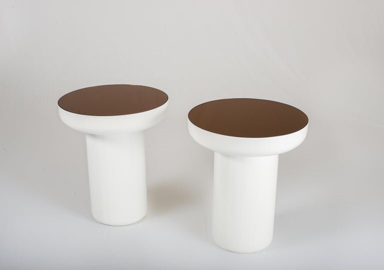 Contemporary Mood Side Table in White and Copper For Sale at 1stDibs