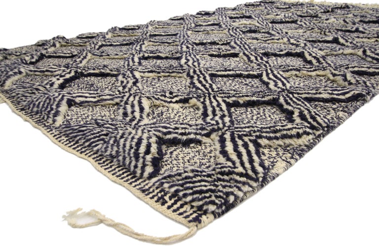 Contemporary Moroccan Rug with Diamond Trellis, High and Low Texture ...