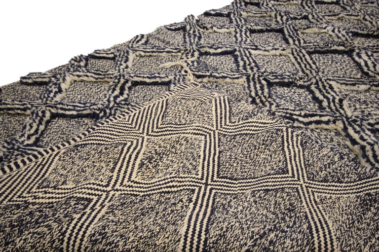 Contemporary Moroccan Rug with Diamond Trellis, High and Low Texture ...