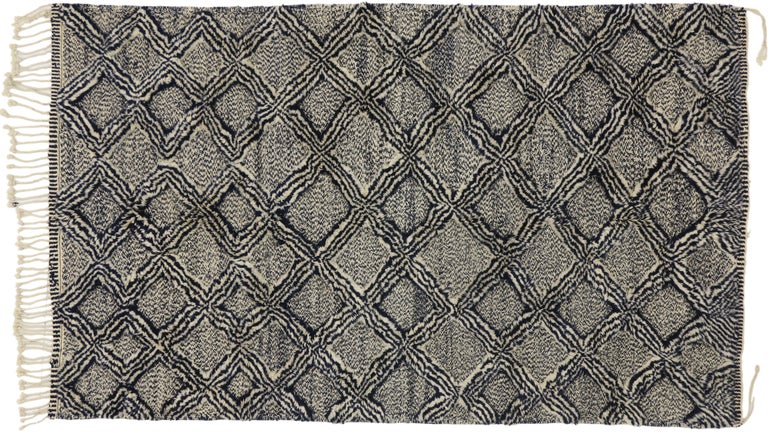 Contemporary Moroccan Rug with Diamond Trellis, High and Low Texture ...