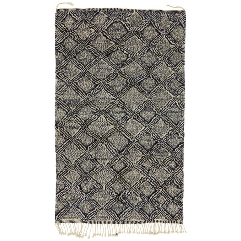 Contemporary Moroccan Rug with Diamond Trellis, High and Low Texture ...