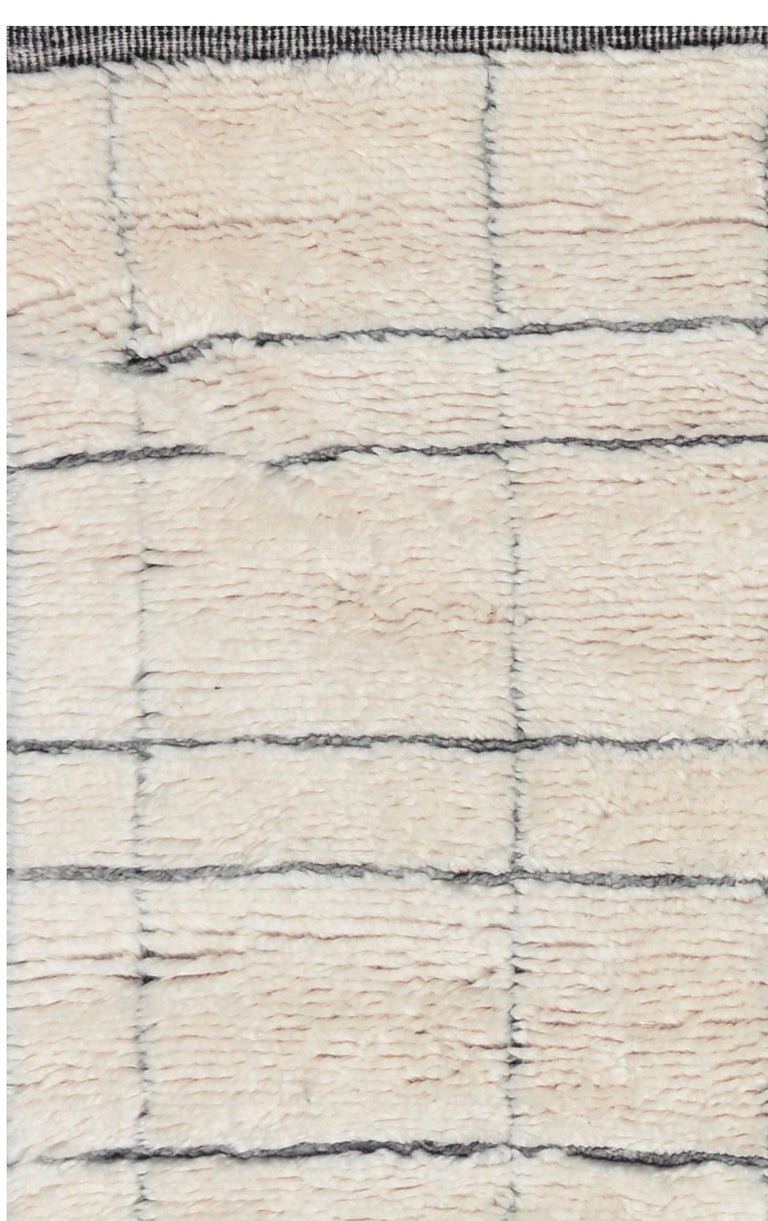 Contemporary Moroccan Style Ivory and Gray Wool Rug with Geometric ...