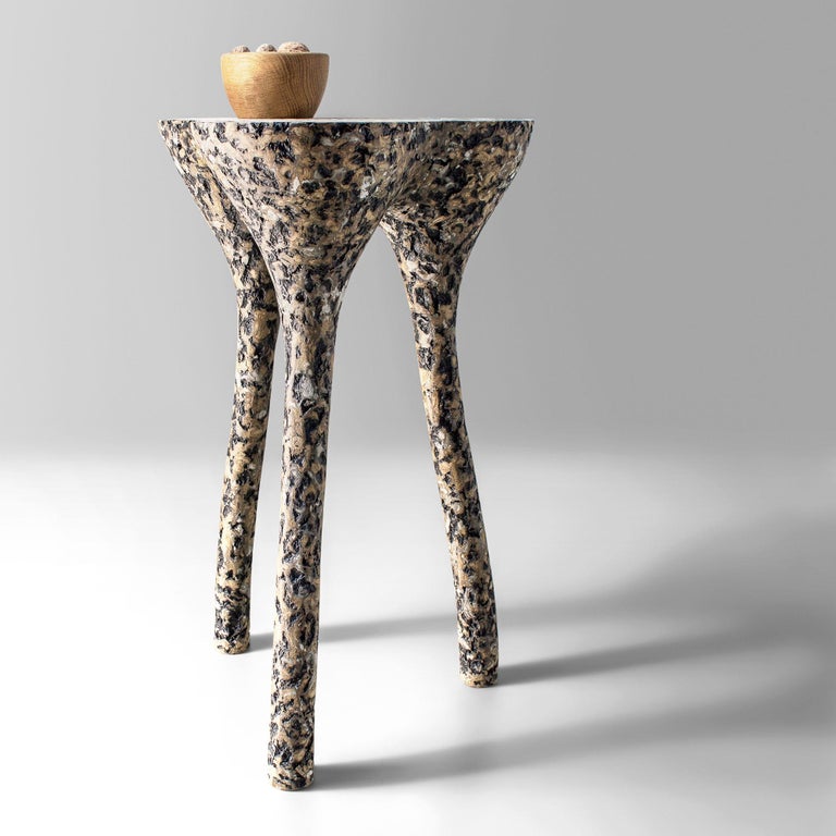 Contemporary mottled tripod side table, interior accent by Donatas ...
