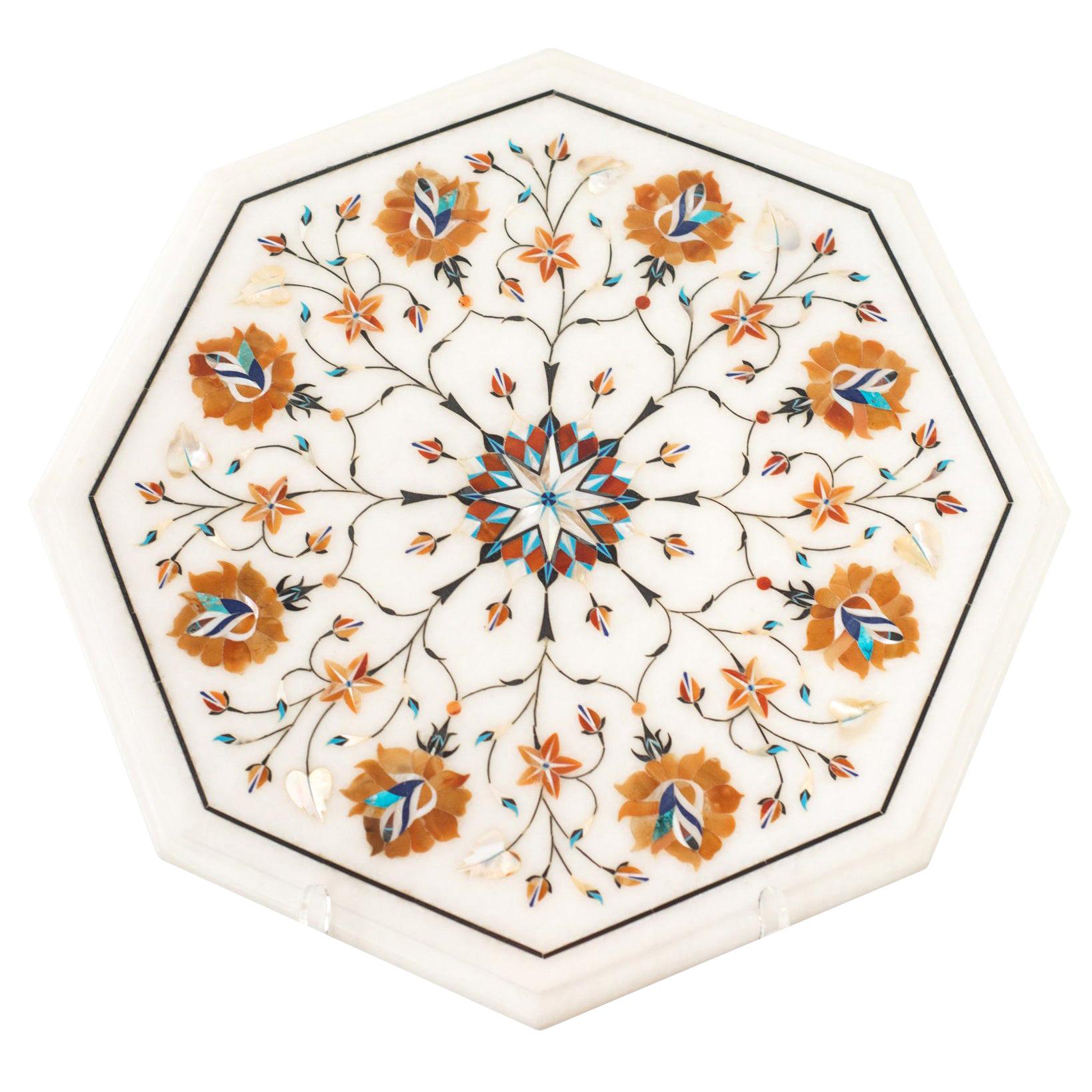 Contemporary Multicolour Pietra Dura Octagonal Marble Inlay Platter For ...
