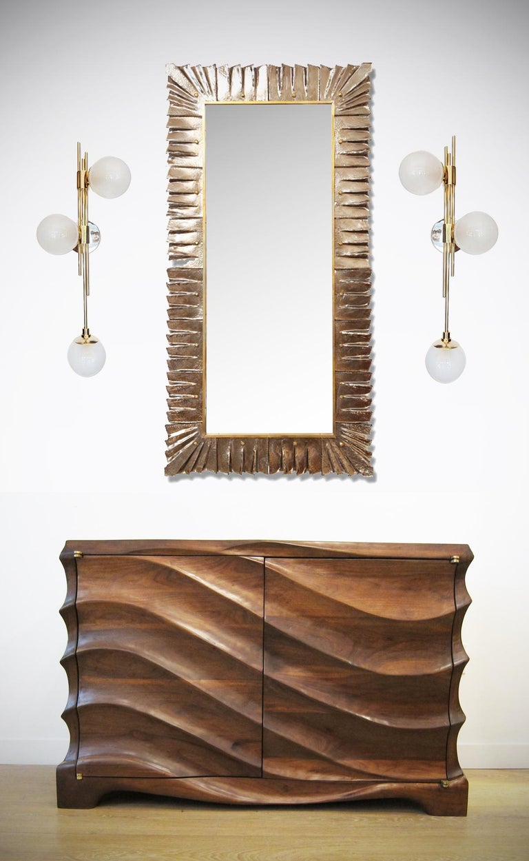 Contemporary Murano Mirror in Amber Bronze Glass, in Stock For Sale at ...