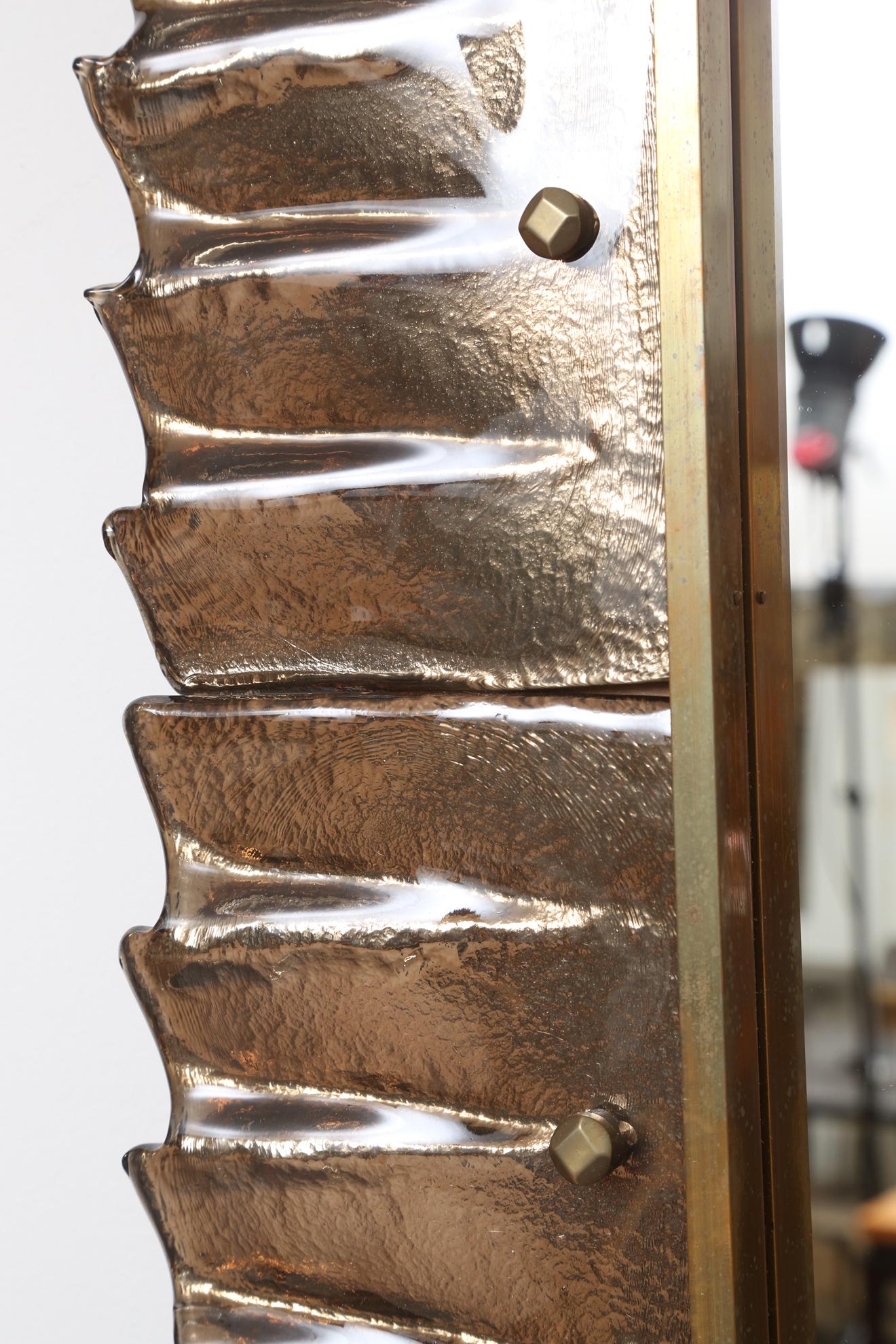 Contemporary Murano Mirror in Amber Bronze Glass, in Stock For Sale at ...