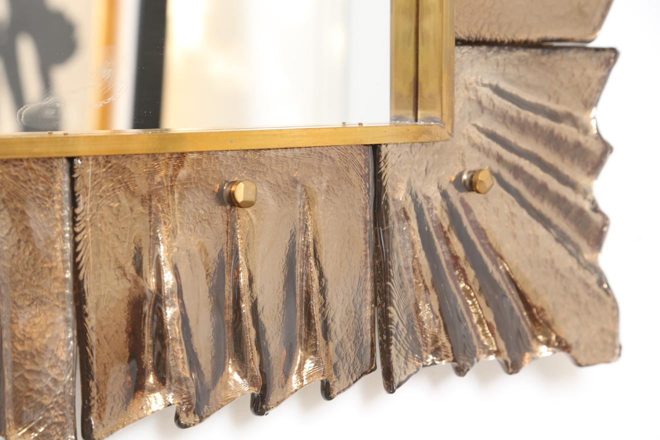 Contemporary Murano Mirror in Amber Bronze Glass, in Stock For Sale at ...