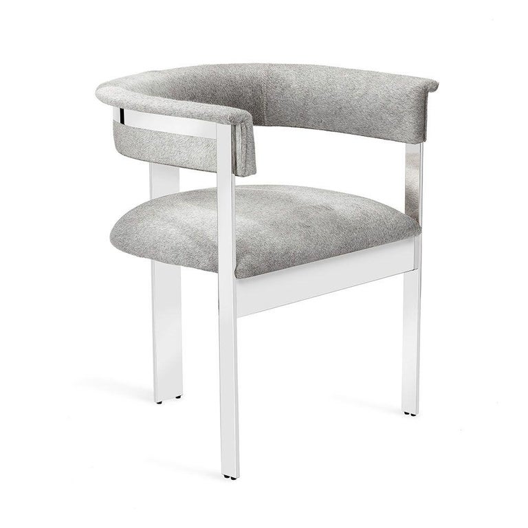 Contemporary Natural Hide Dining Chairs in Polished NIckel / 8 Chairs ...