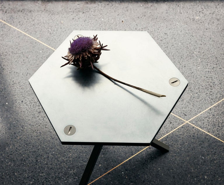 Contemporary Neb Hexagonal Side Table with Metal Top and Legs by Per ...