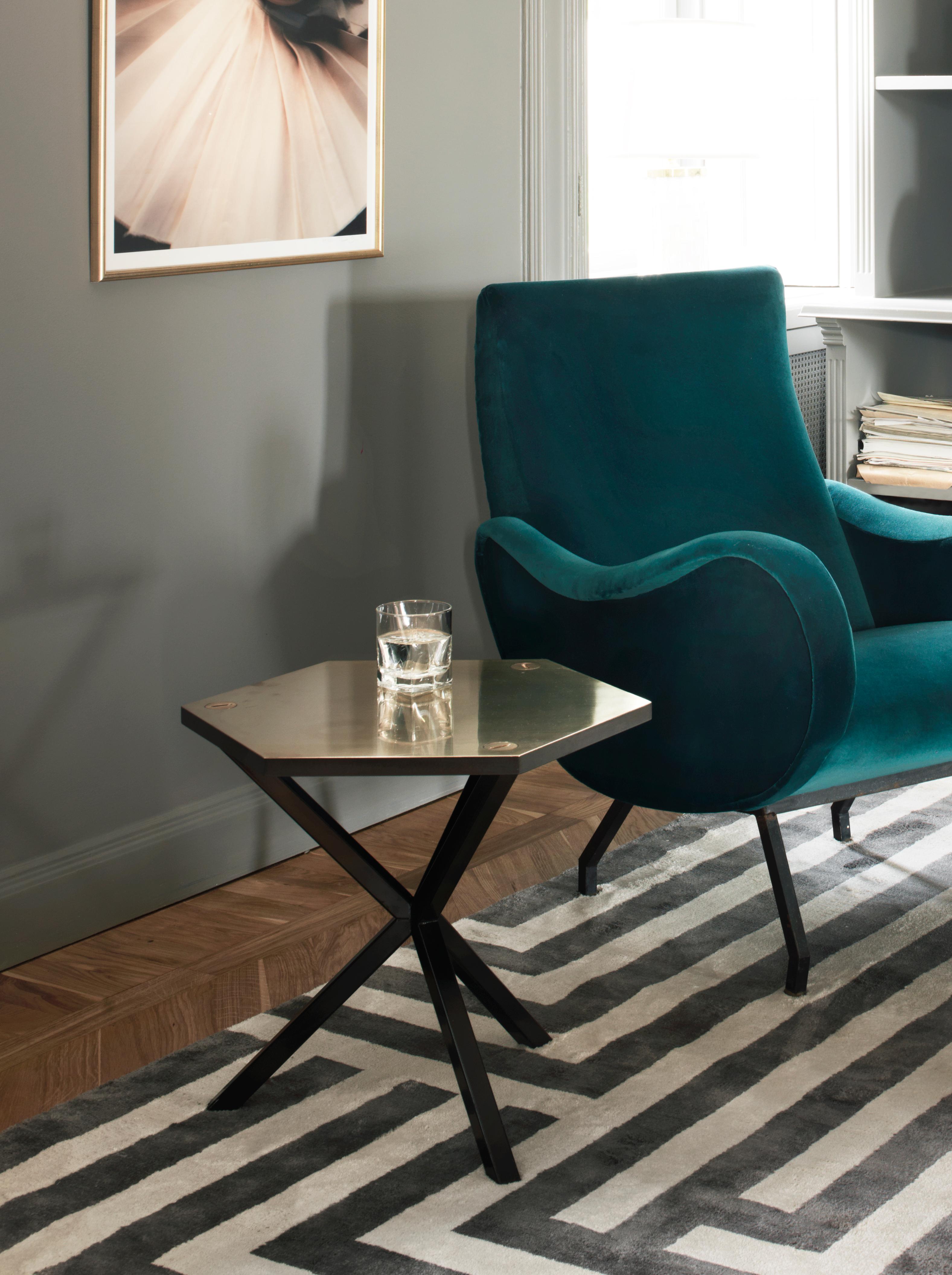 Contemporary Neb Hexagonal Side Table with Metal Top and Legs by Per ...