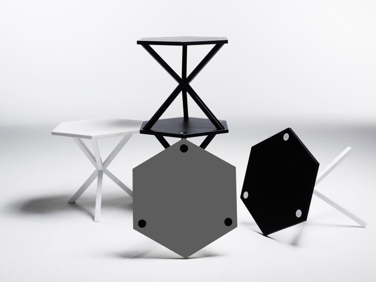 Contemporary Neb Hexagonal Side Table with Metal Top and Legs by Per ...