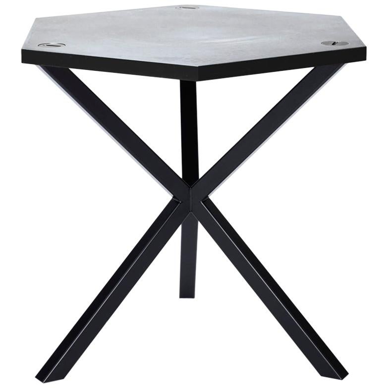 Contemporary Neb Hexagonal Side Table with Metal Top and Legs by Per ...