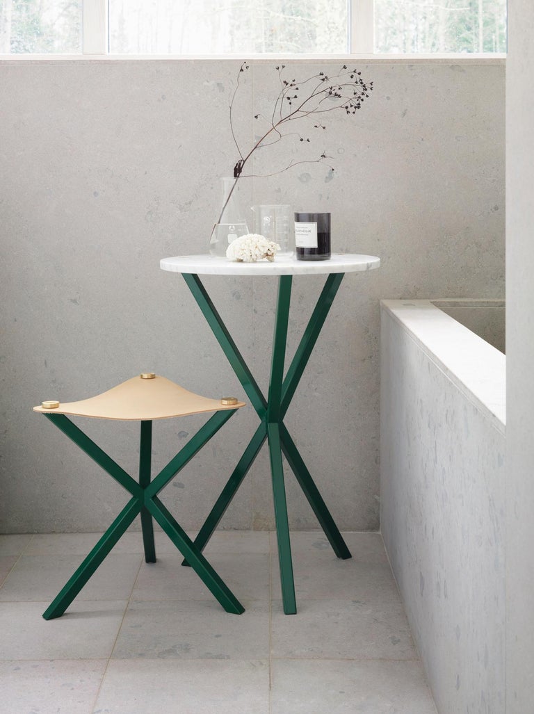 Contemporary Neb Stool with Leather Seat and Metal Legs by Per ...