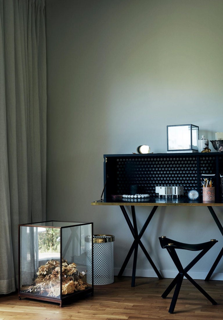 Contemporary Neb Stool with Leather Seat and Metal Legs by Per ...