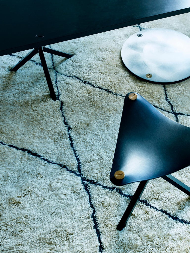 Contemporary Neb Stool with Leather Seat and Metal Legs by Per ...