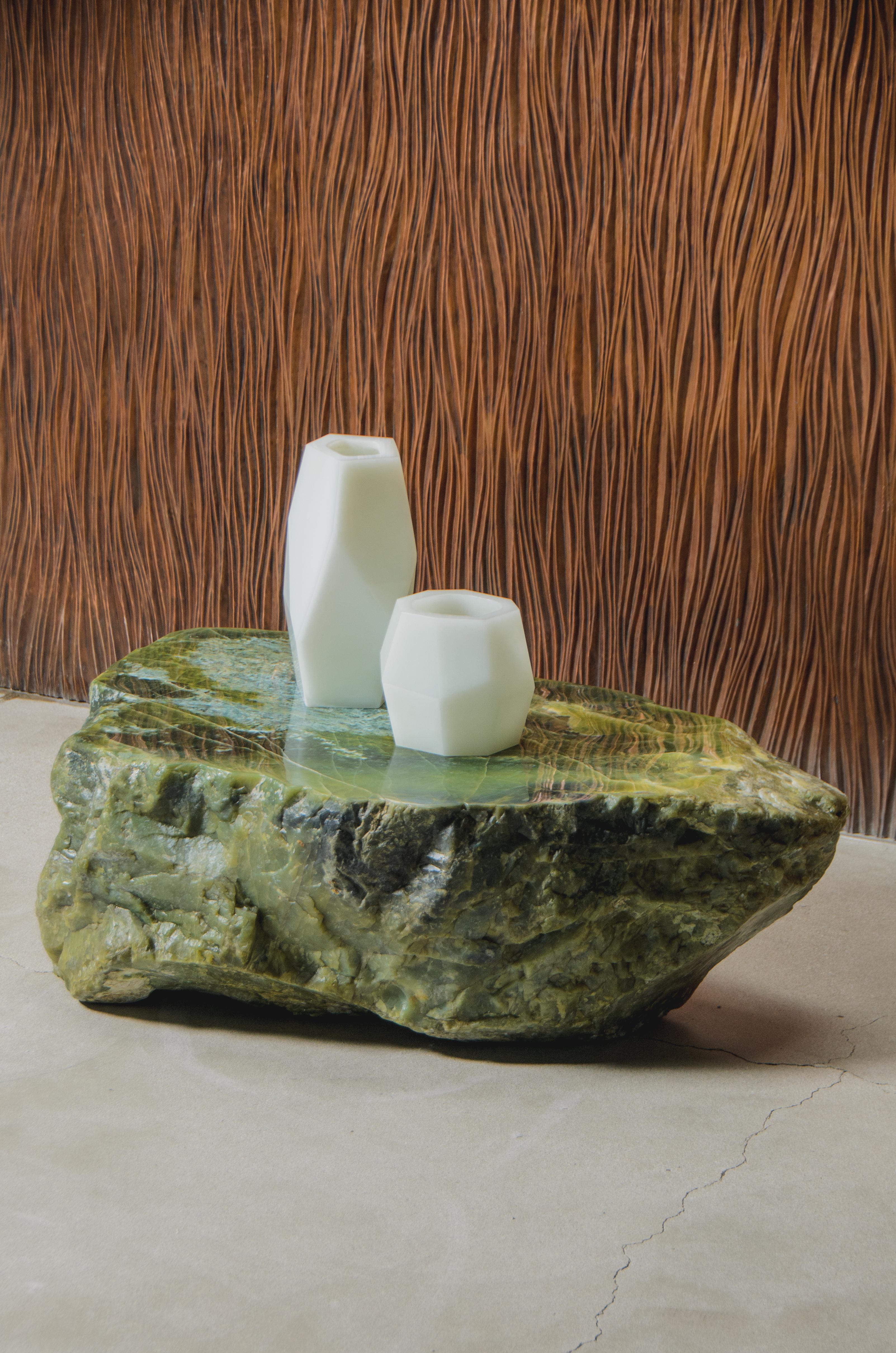Contemporary Nephrite Jade Cocktail Table by Robert Kuo, One of a Kind For Sale at 1stDibs