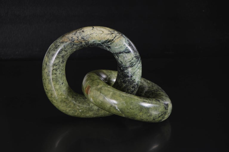 Contemporary Nephrite Jade Double Ring Link Sculpture by Robert Kuo For ...