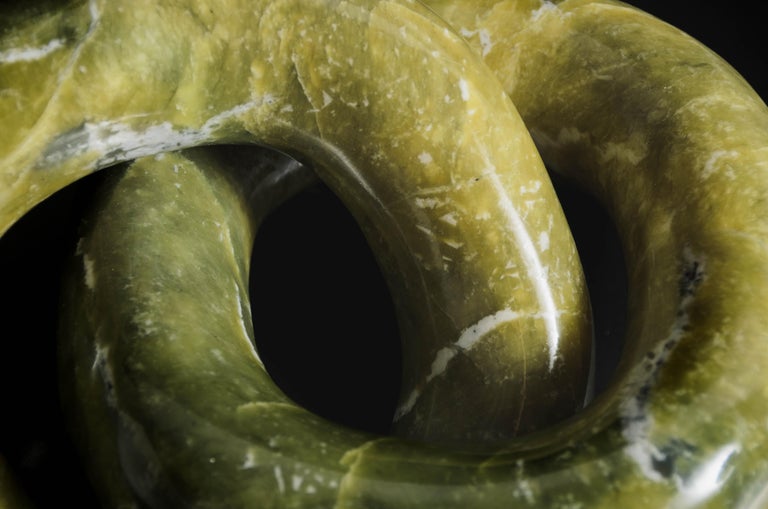 Contemporary Nephrite Jade Double Ring Link Sculpture II by Robert Kuo ...