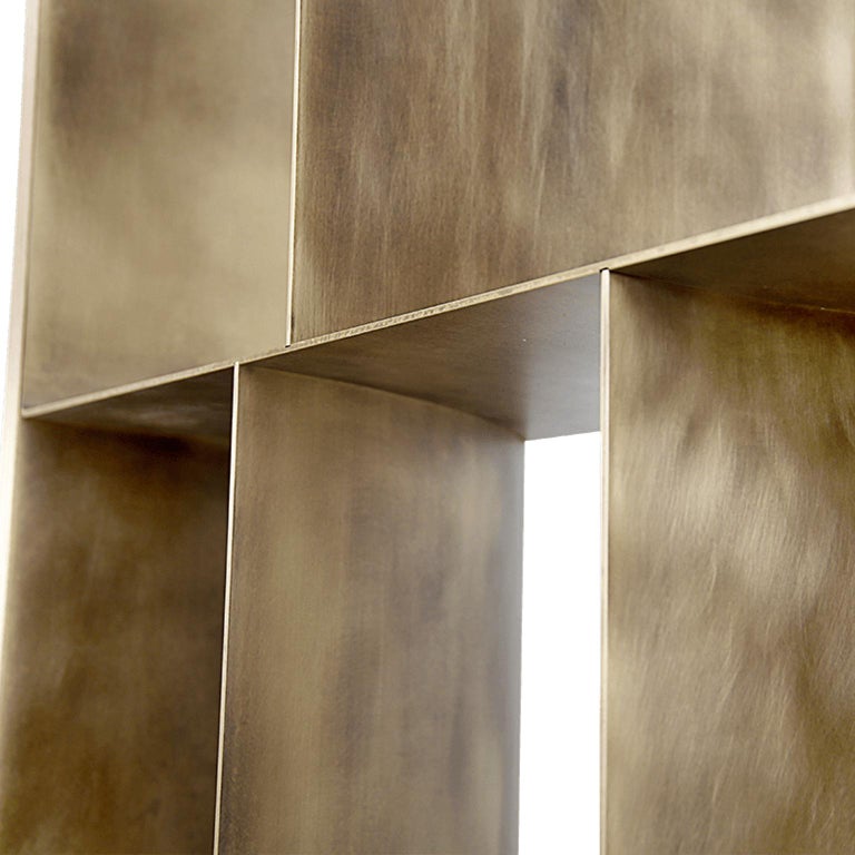 Contemporary Oak Brass Shelving unit For Sale at 1stDibs