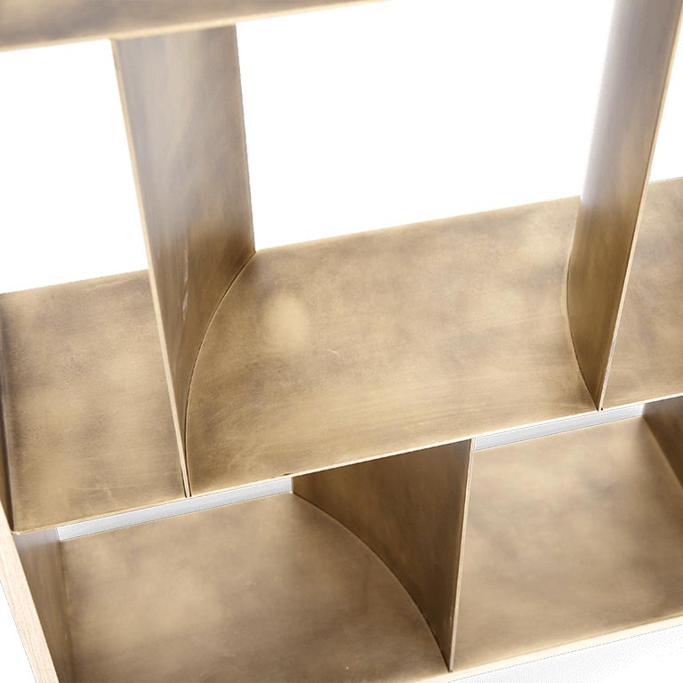 Contemporary Oak Brass Shelving unit For Sale at 1stDibs