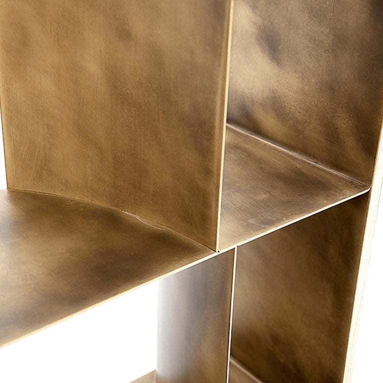 Contemporary Oak Brass Shelving unit For Sale at 1stDibs