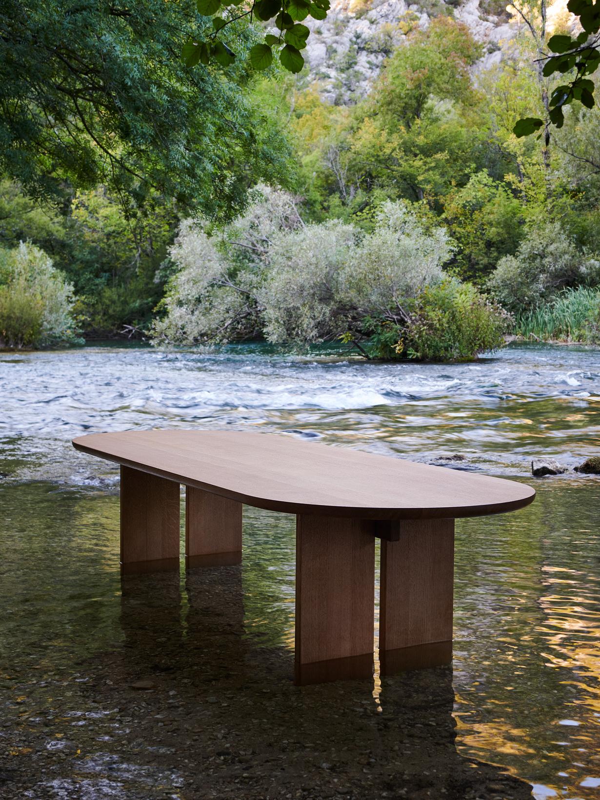 Contemporary Oak Dining Table 'TR', Fora Projects, Medium Brown, 200 cm ...